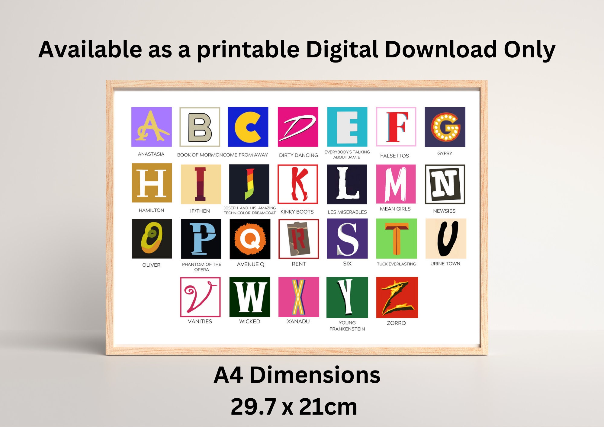 Musical Theatre Alphabet Art Digital Print - Etsy