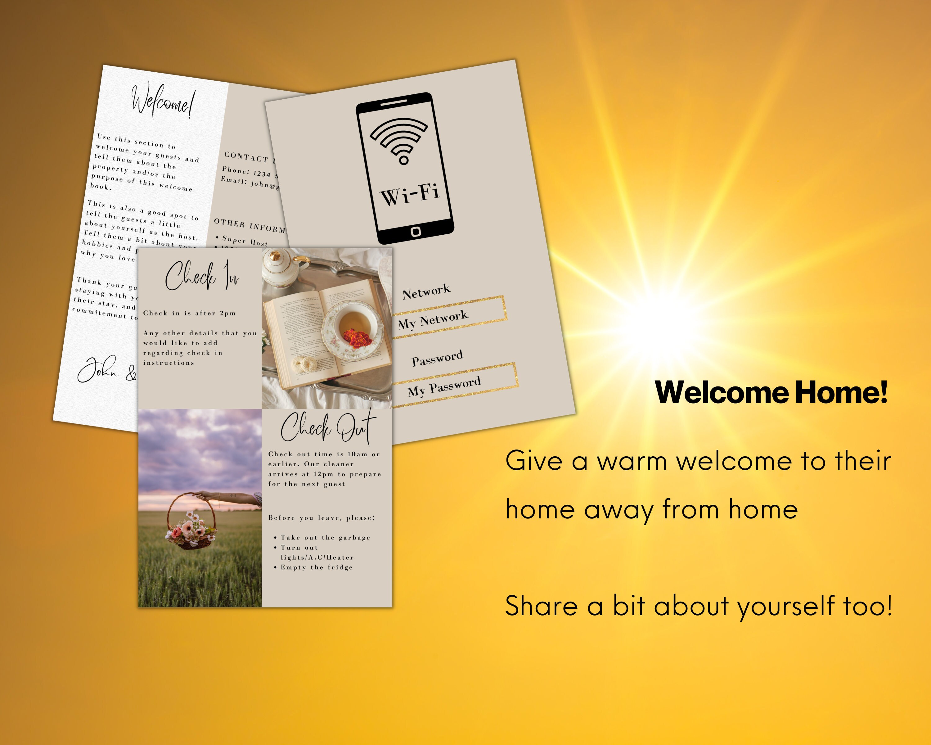 Airbnb Welcome Book Template Cottage, Canva Template, Vacation Rental ...