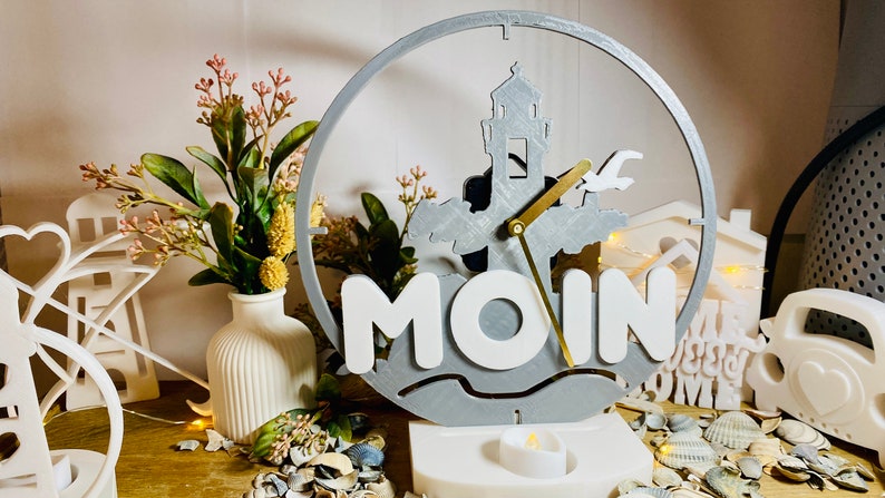 2-coloured Moin Wall Clock With North German Greeting Lighthouse Low ...