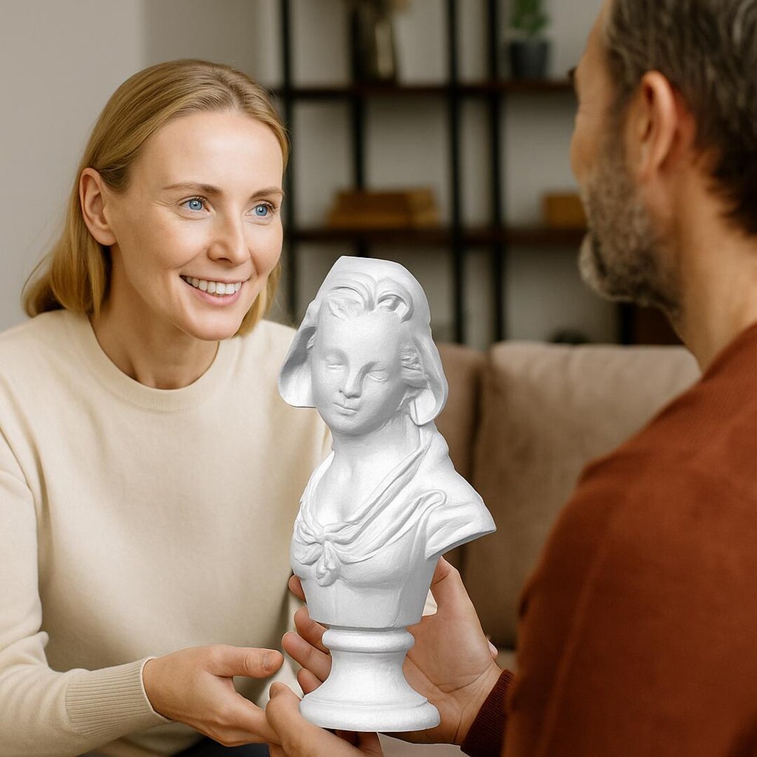 Bust Figure Sculpture Peasant Girl With Cloth Resin PLA 3D - Antique ...