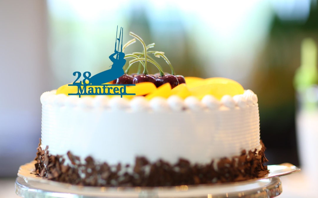 Wood / Vinyl - Topper Birthday * Kite Surfing Kite Surfing Name ...