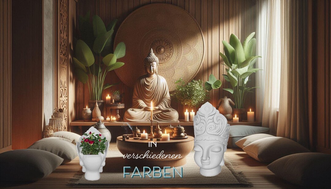 Buddha Statue Planter Plant Pot Head Vase Face Spiritual Personal Altar ...
