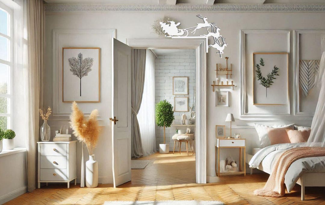 Handmade 3D Printed Door Corner Santa Claus Sleigh Reindeer Christmas ...