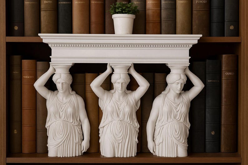 Caryatid Shelf Decor – Greek Column Figures With Architrave – Classical ...