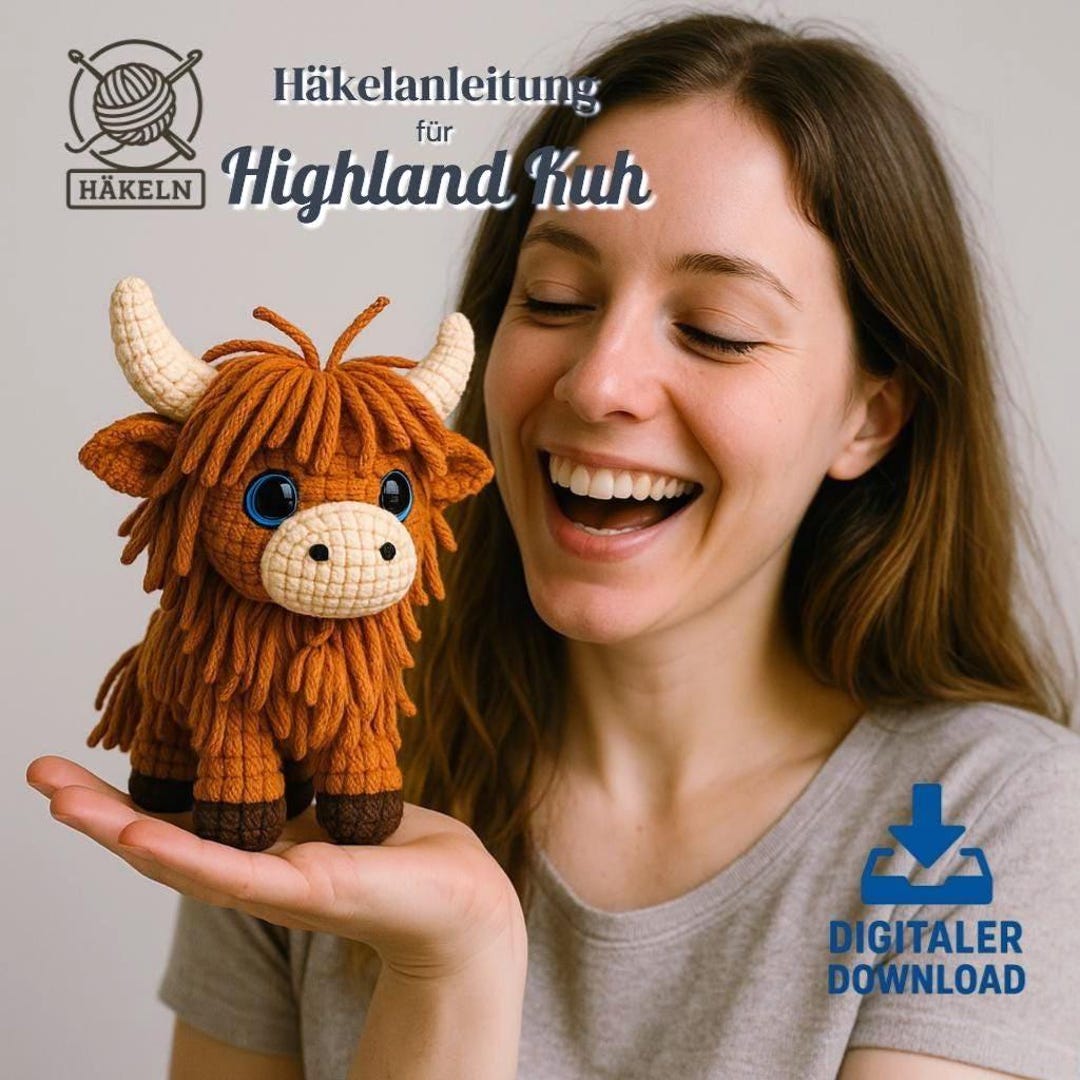 Highland Cow Crochet Pattern, Amigurumi Baby Animal Cow as PDF Ebook ...