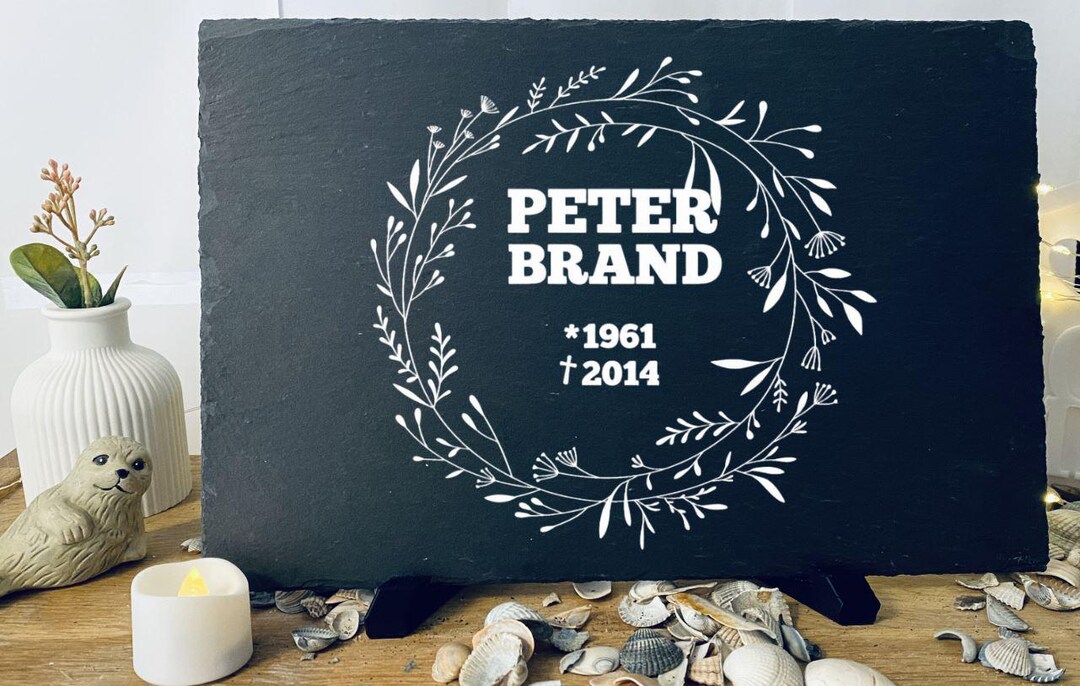 Wooden Disc Gravestone Memorial Plaque, Gravestone German Slate With ...