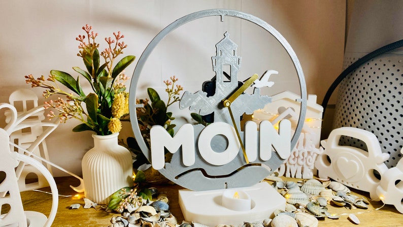 2-coloured Moin Wall Clock With North German Greeting Lighthouse Low ...