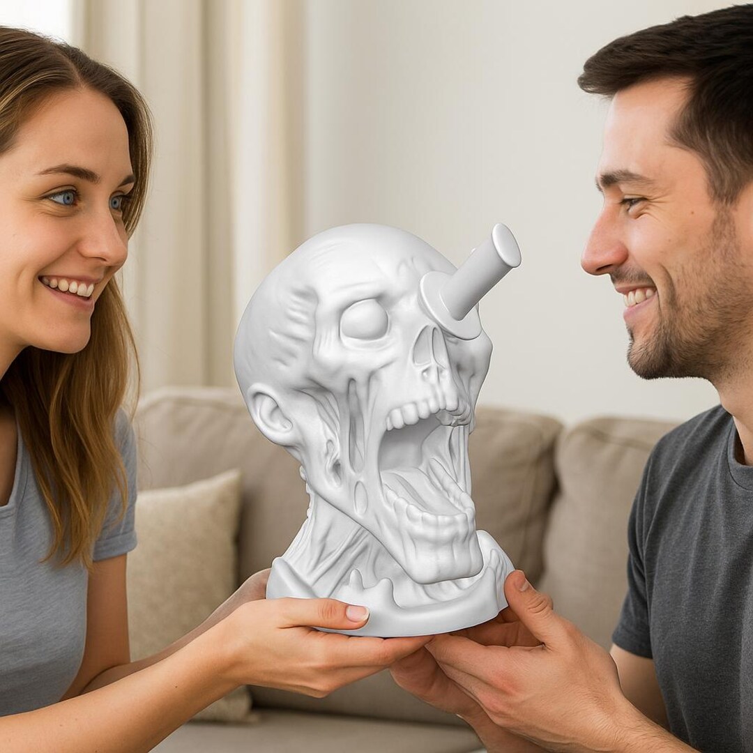 Zombie Head Headphone Stand - Horror Gamer Gift - Desk Decoration ...