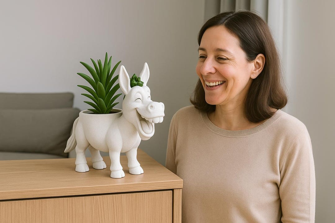 Donkey, Cheerful, Funny, Flower Pot, Planter, Potted Plants, Gift for ...