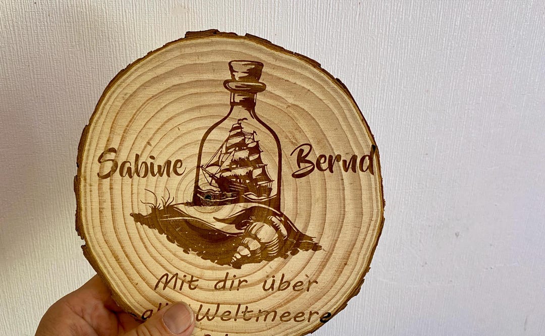 Wooden Disc With Bark Wedding Anniversary Wedding Engagement Gift ...