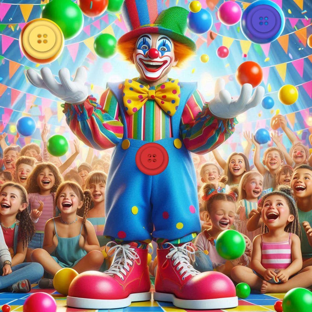 Large Clown Buttons, Diameter 38, 50, 63 Mm Color of Your Choice Sold ...