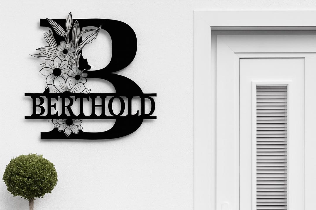 Personalized Family Sign With Name Made of PETG | Floral Wall ...