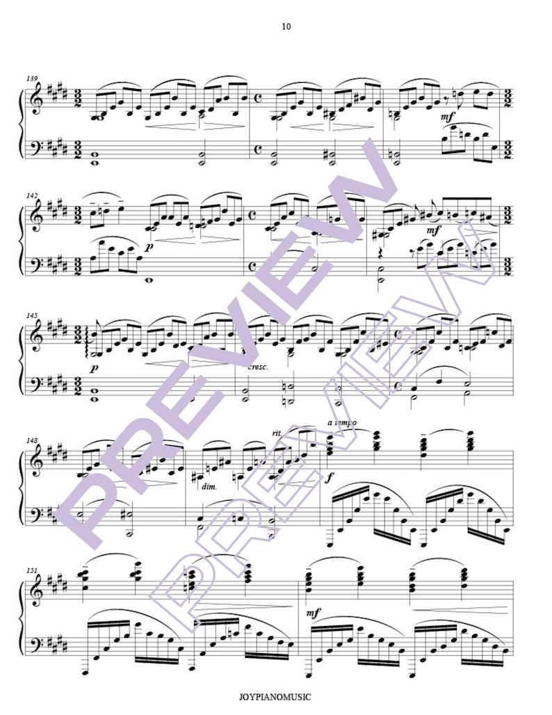 Letter & A4 Size Piano Sheet Music Download [rachmaninoff's Piano ...