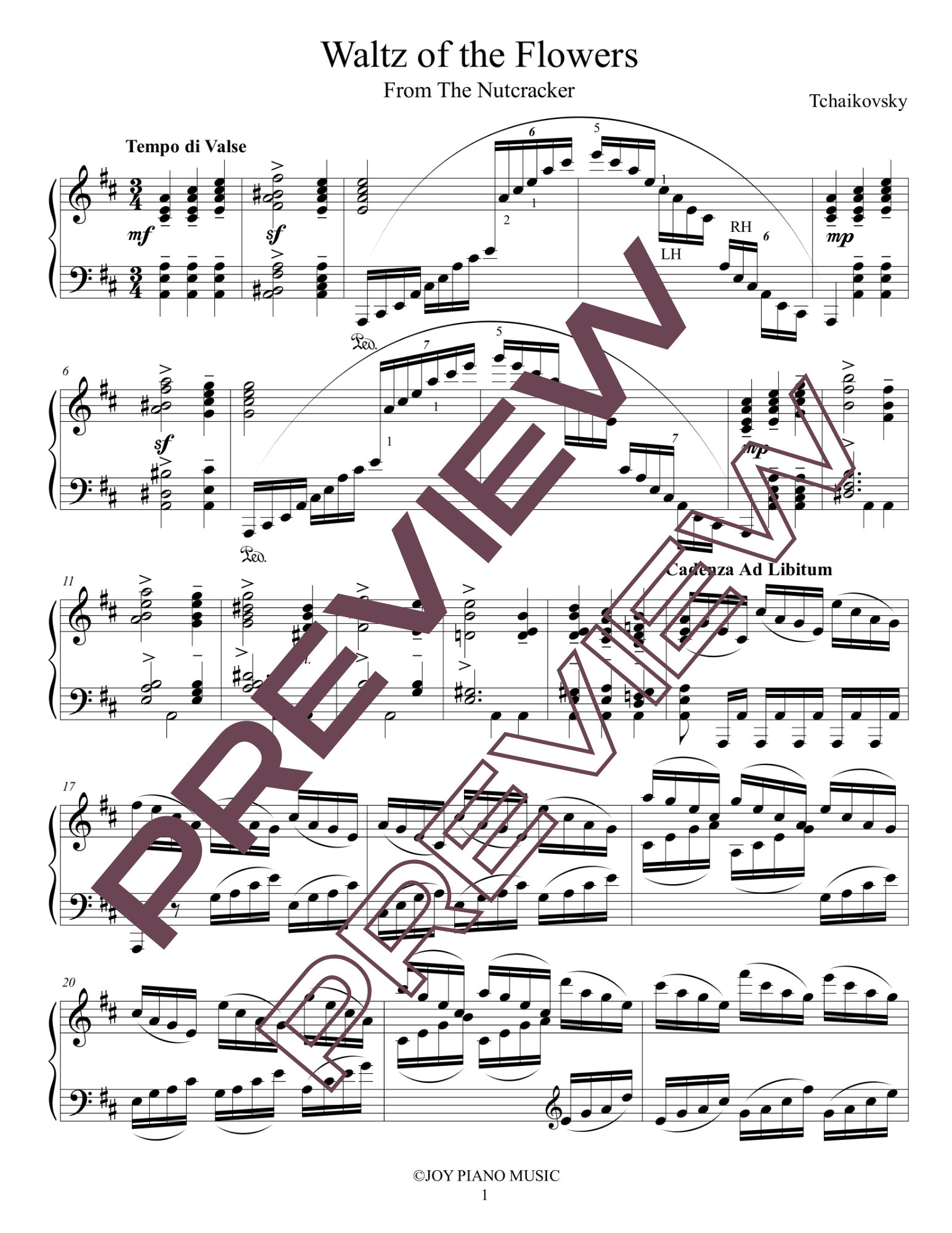 Piano Sheet Music - Waltz of the Flowers From the Nutcracker - Etsy