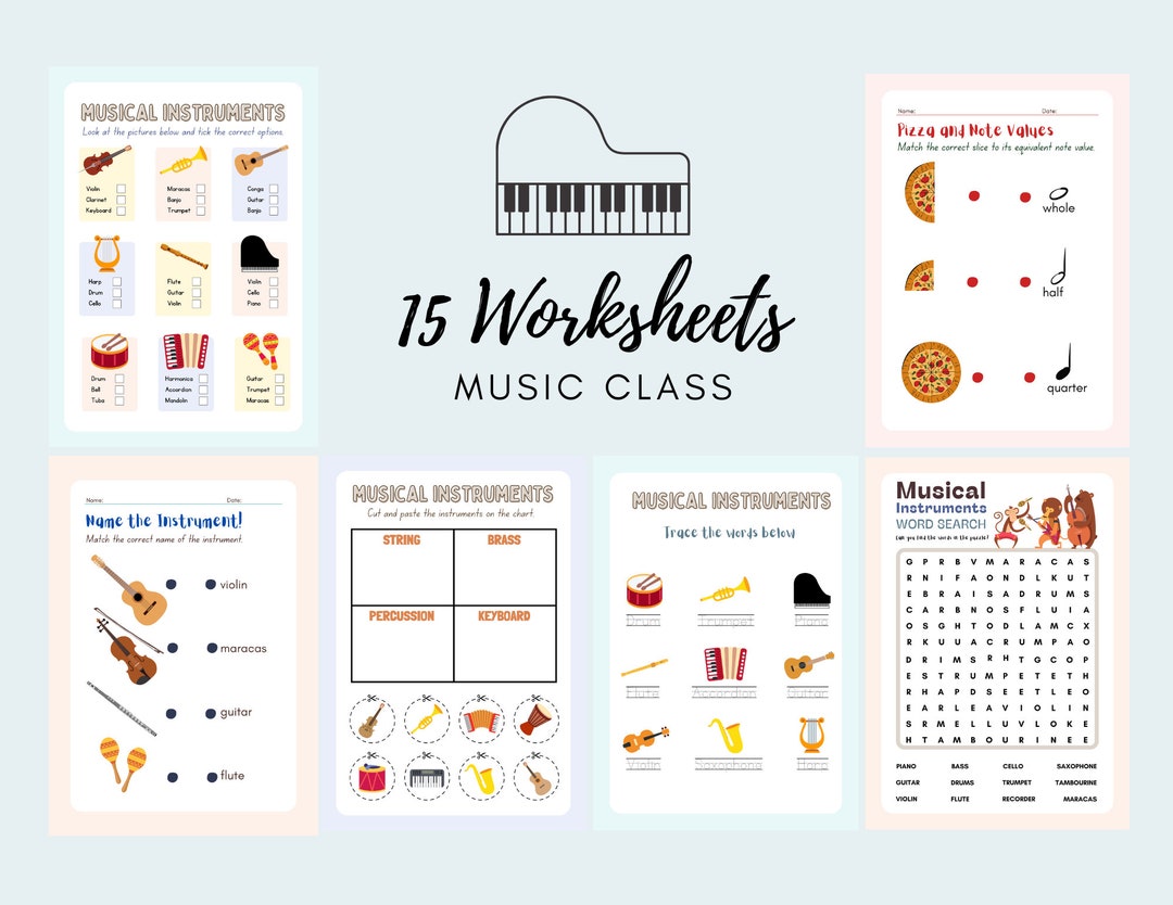 Printable Download, Musical Instruments, Music Worksheet, Note Value ...