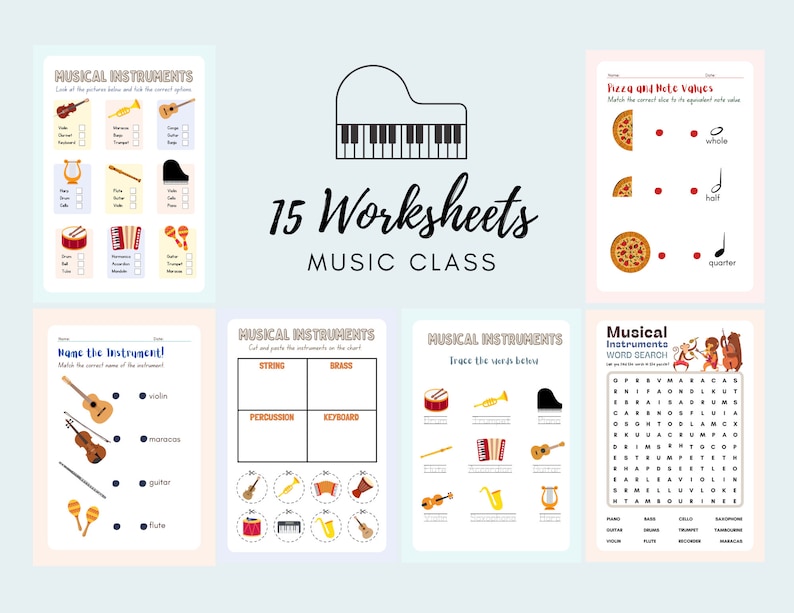 Printable Download, Musical Instruments, Music Worksheet, Note Value ...