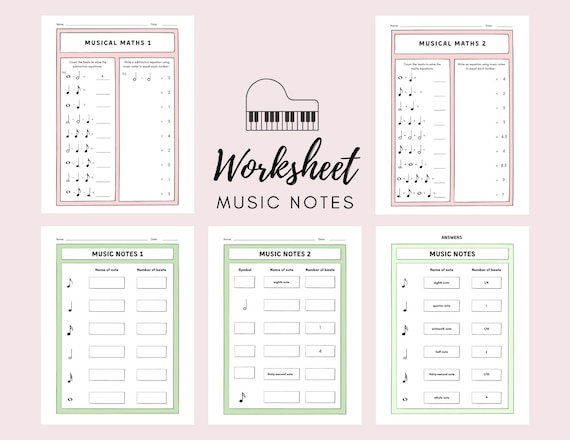 Hojas De Trabajo De Notas Musicales