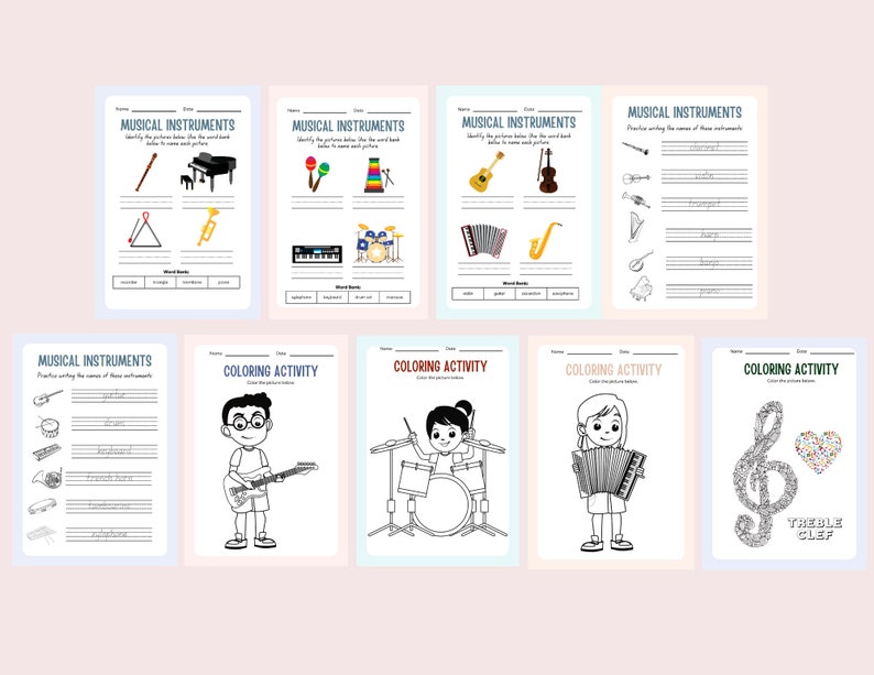 Printable Download, Musical Instruments, Music Worksheet, Note Value ...