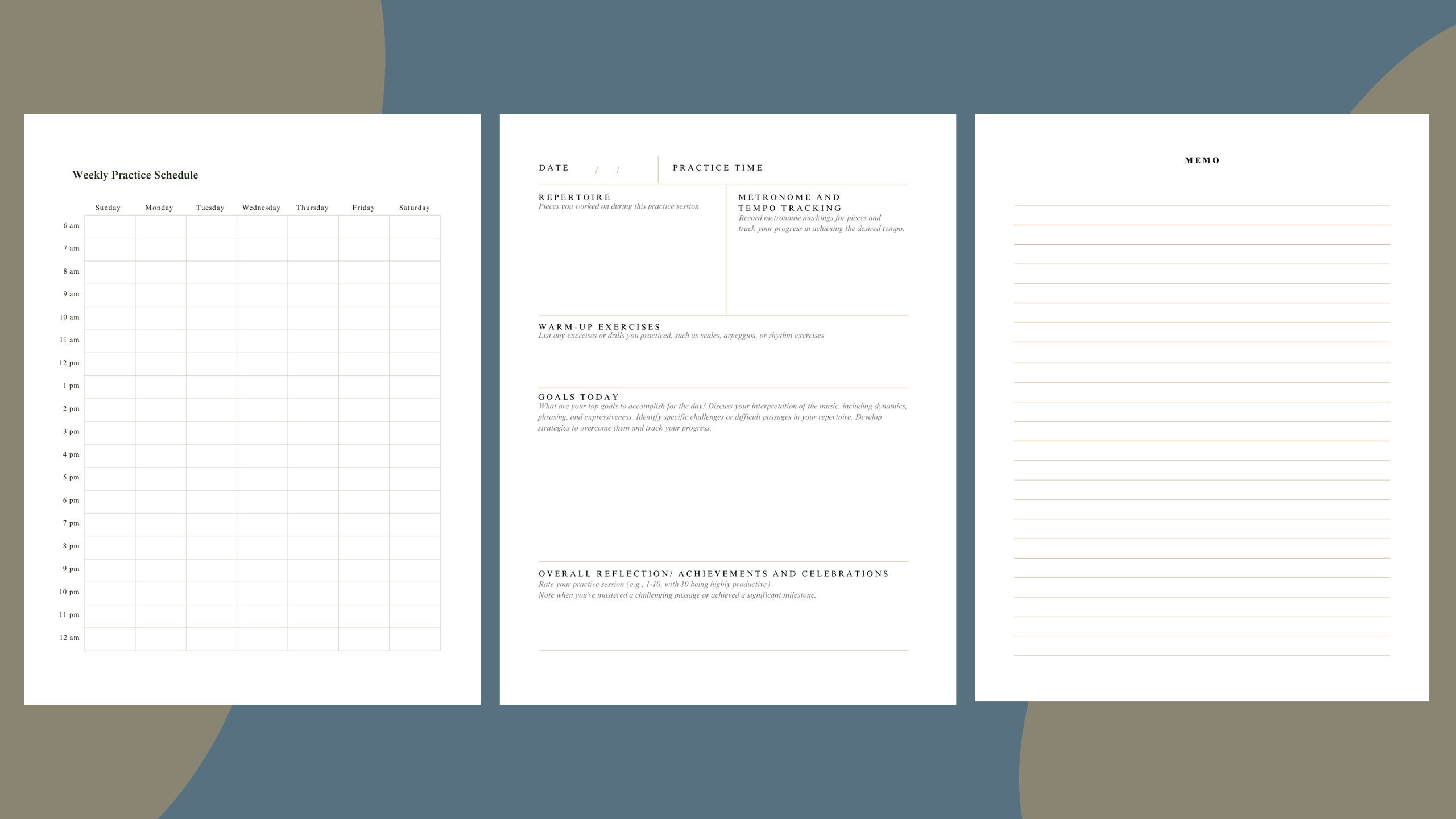 Printable Music Journal for Musicians Music Assignment Lesson Planner ...
