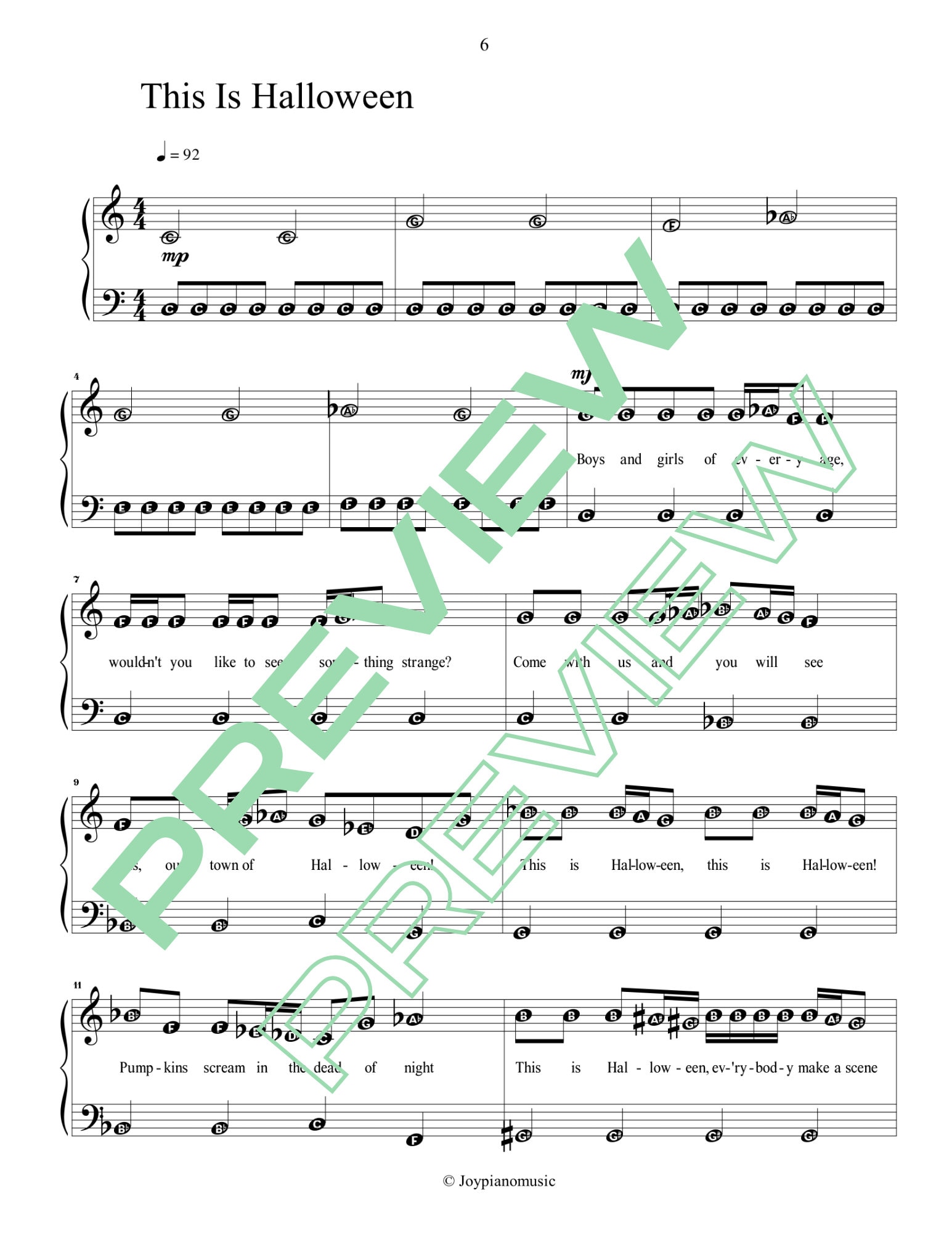 Printable Easy Halloween Piano Songs - With Letter Names for Beginners ...