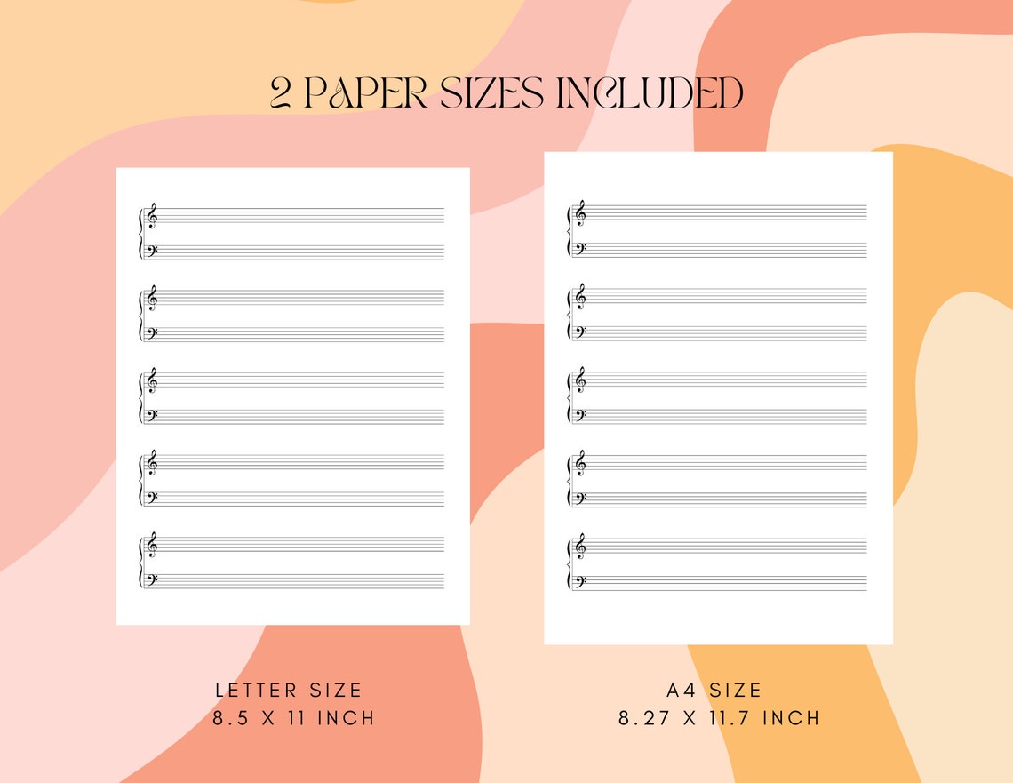 Printable Piano Staff Paper: Treble & Bass Clef (letter/a4 PDF) - Etsy