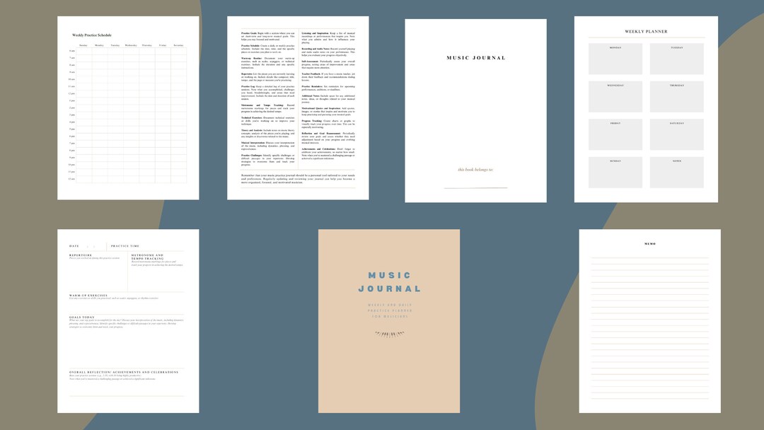 Printable Music Journal for Musicians | Music Assignment Lesson Planner ...