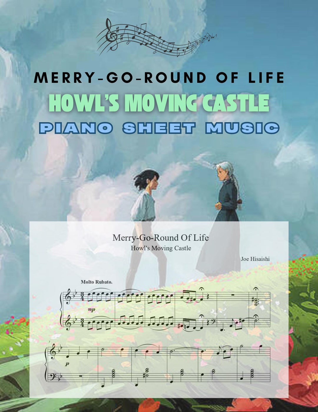 Howl's Moving Castle Piano Sheet Music: Merry Go Round of Life (digital ...