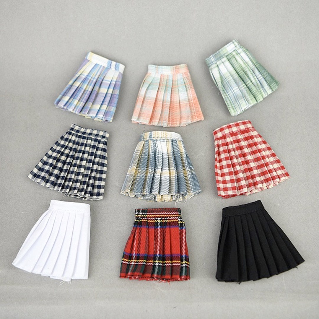 12'' Doll Tartan Print Skirt - 11-13'' BJD Doll Plaid Pleated Skirts ...