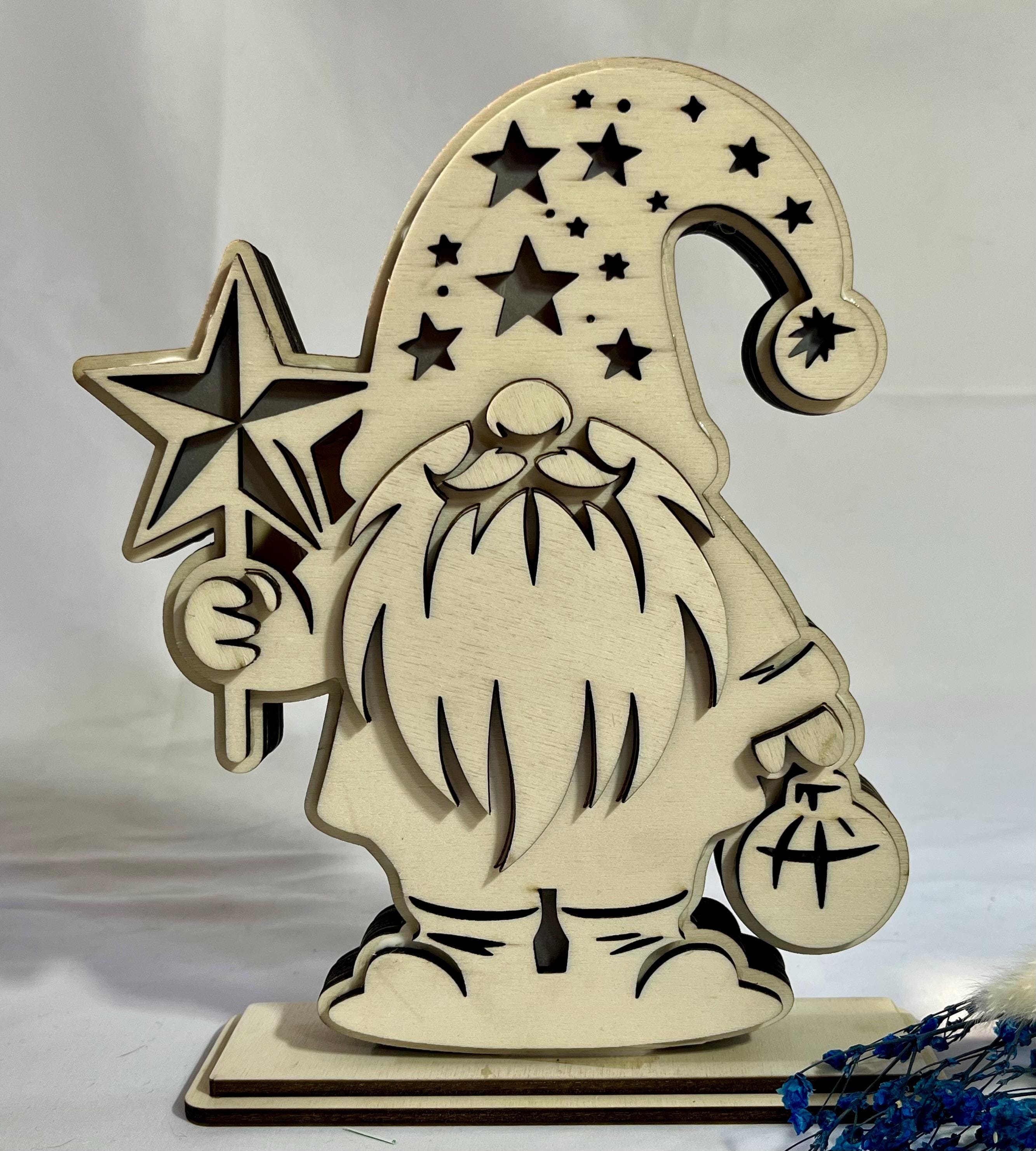 Laser Cut File Gnome with Star / Wichtel mit Stern / Lampe / Layered ...