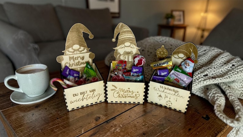 Christmas Gnome Candy Holder SVG, Christmas Treat Box Laser Cut File ...