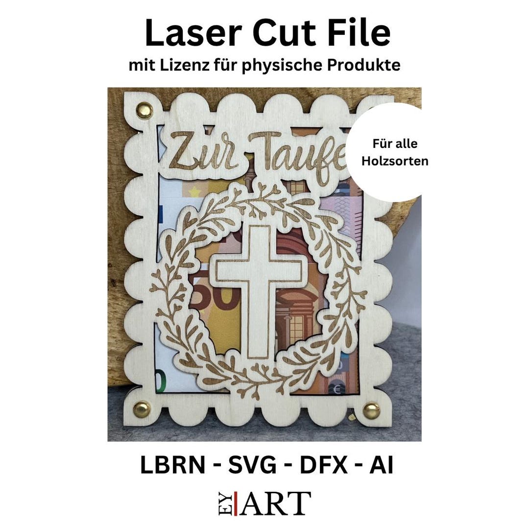 Laser Cut File Baptism Money Gift SVG Laser File Baptism Money Card ...