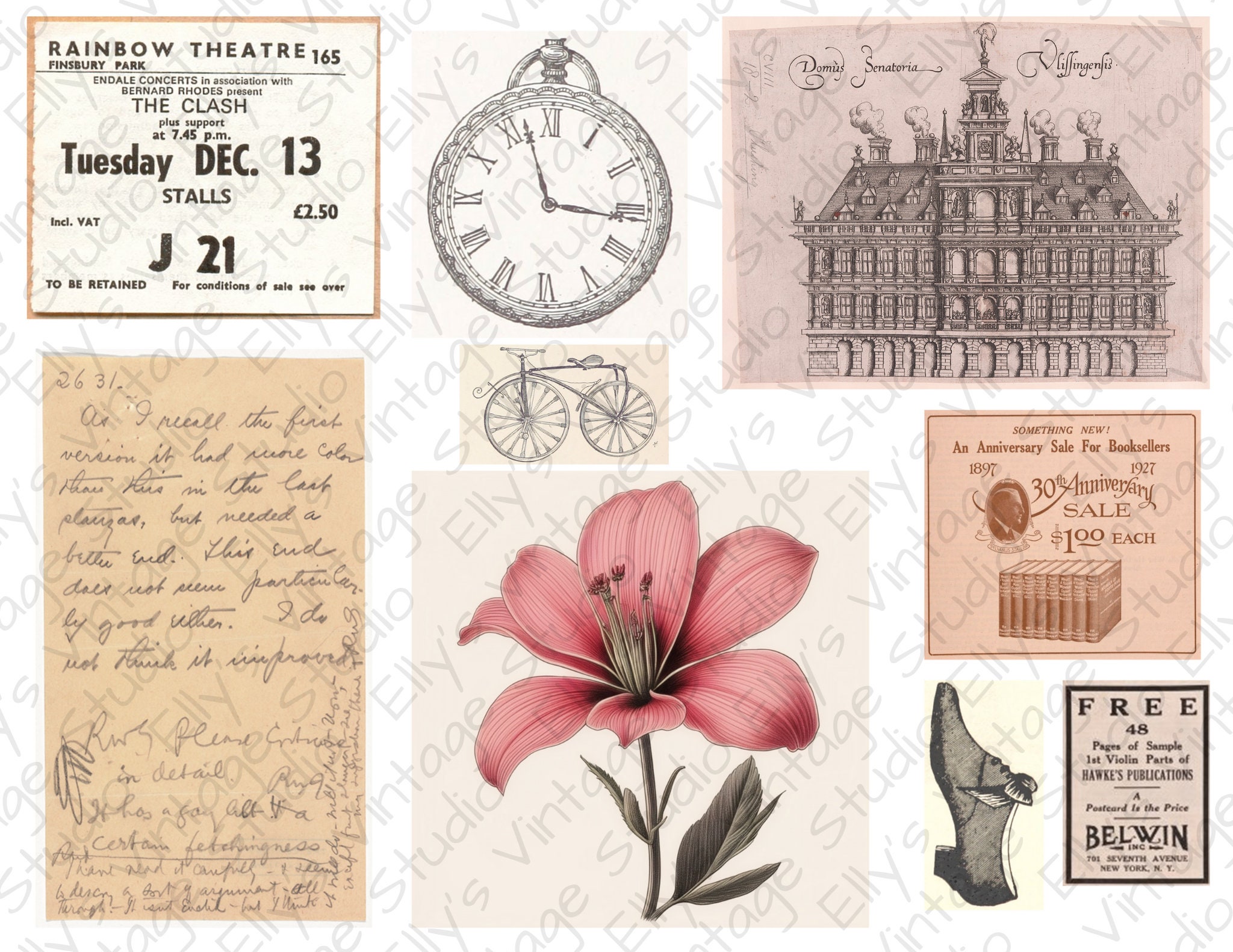 DIGITAL | Vintage Ephemera Kit | 26 Pieces | Junk Journal Ephemera ...
