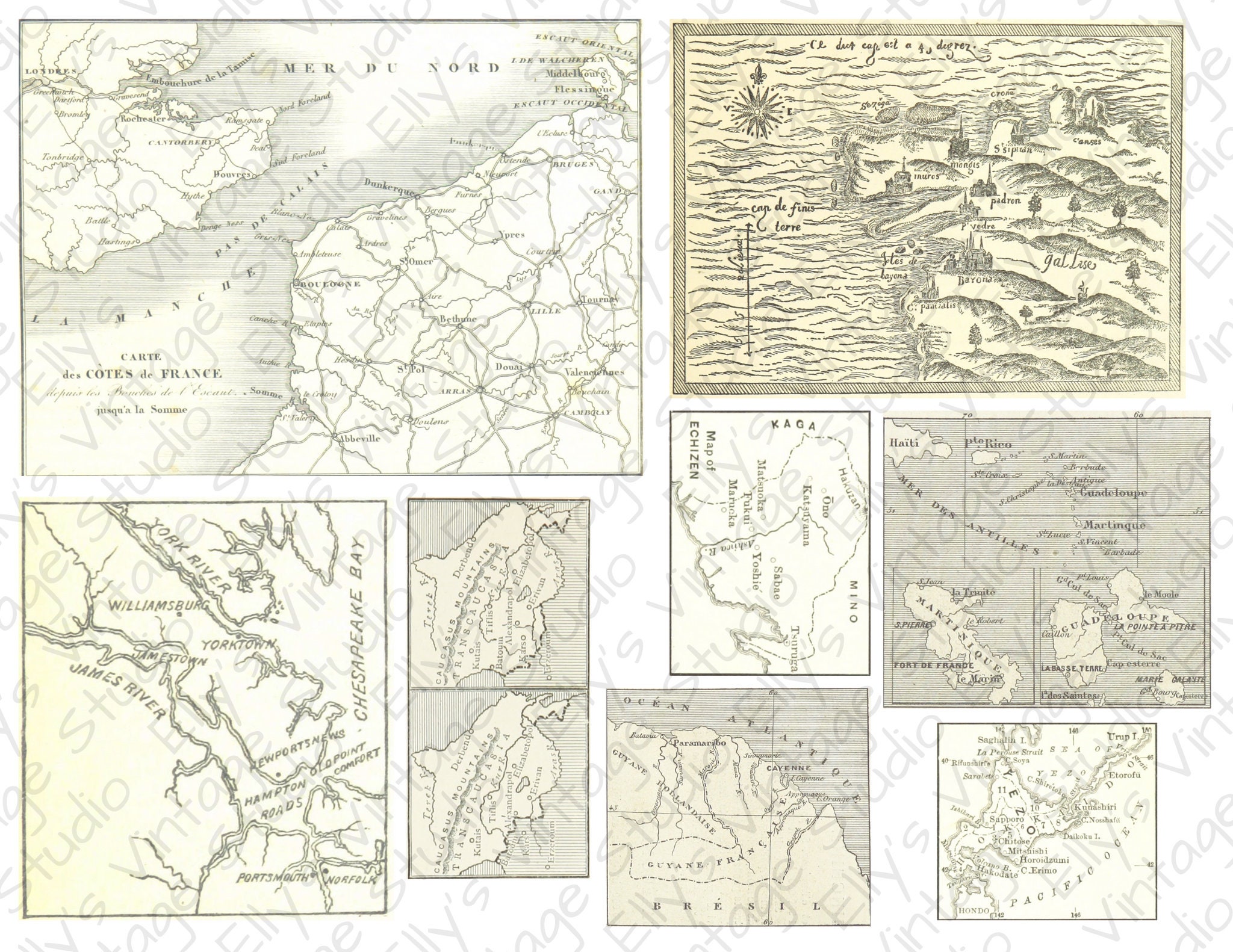 DIGITAL | Vintage Map Ephemera Kit | 38 Pieces | Junk Journal Ephemera ...