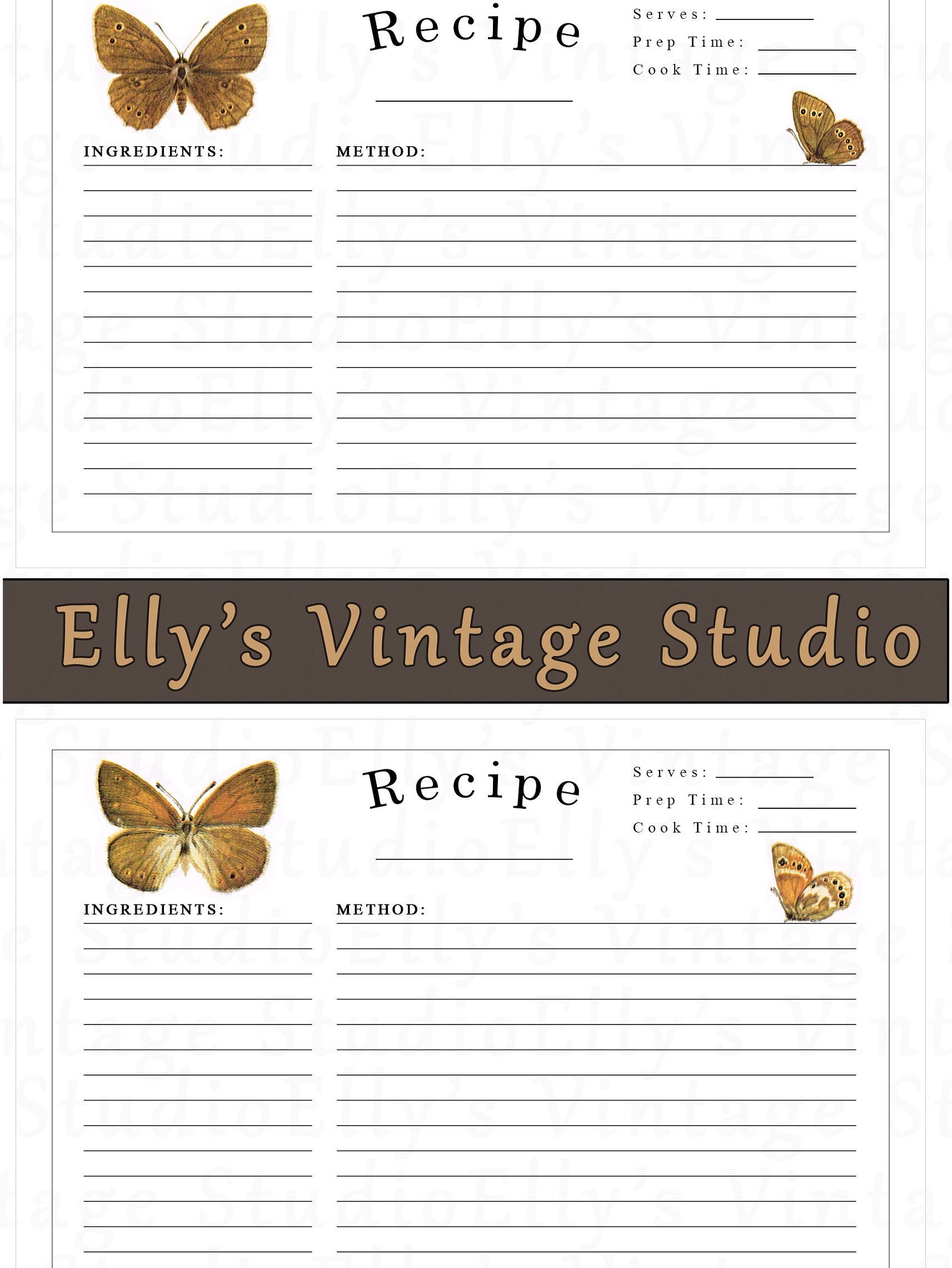 Butterfly Recipe Cards at Daryl Reif blog