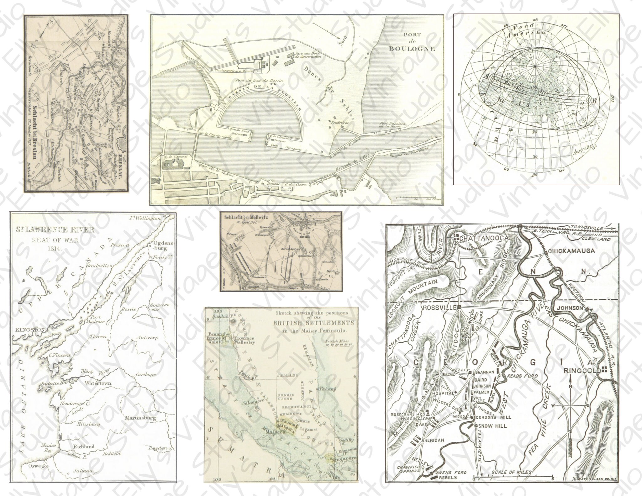 DIGITAL | Vintage Map Ephemera Kit | 38 Pieces | Junk Journal Ephemera ...