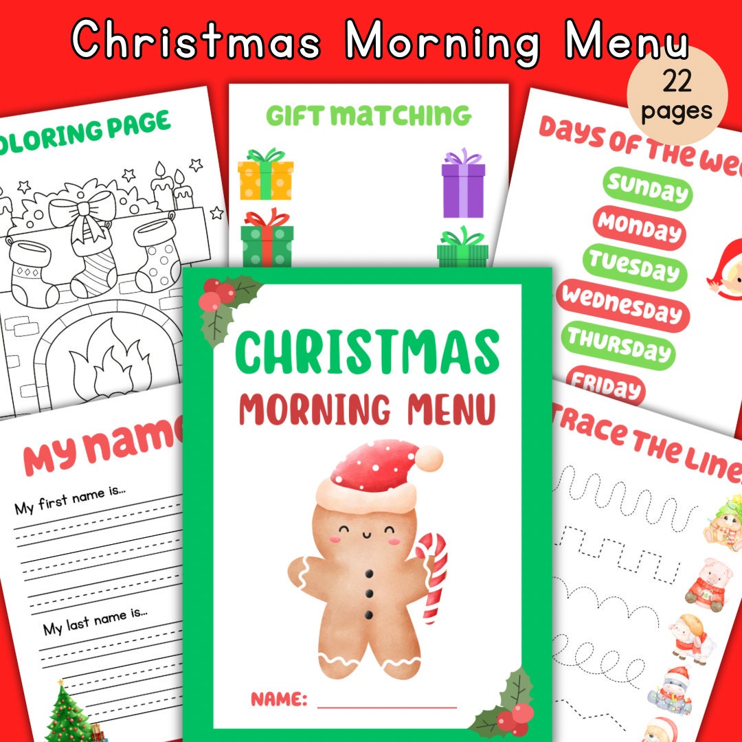 Christmas Morning Menu Homeschool, Preschool Morning Menu, Toddler ...