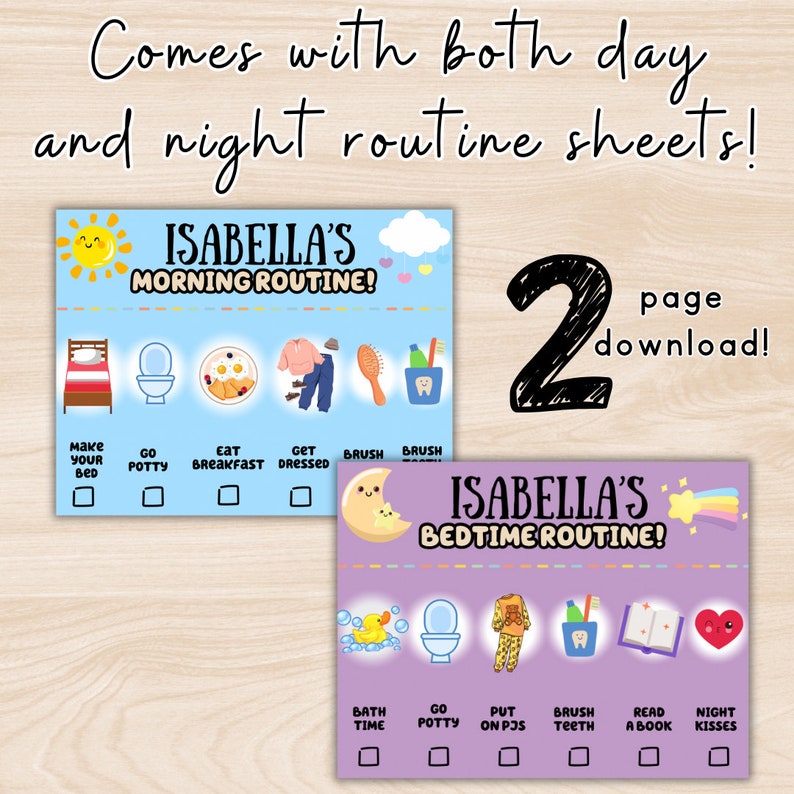 Morning & Evening Routine Checklist, Personalized Visual Schedule ...