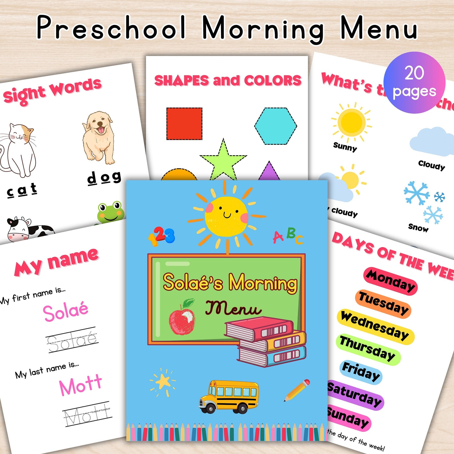 Basic Morning Menu Homeschool, Preschool Morning Menu, Toddler Morning ...