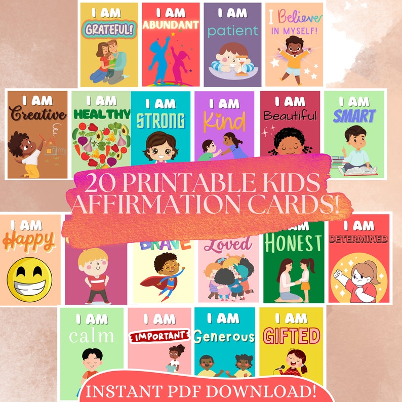 Children’s Positive Affirmation Cards | Set of 20 | Printable Kids ...