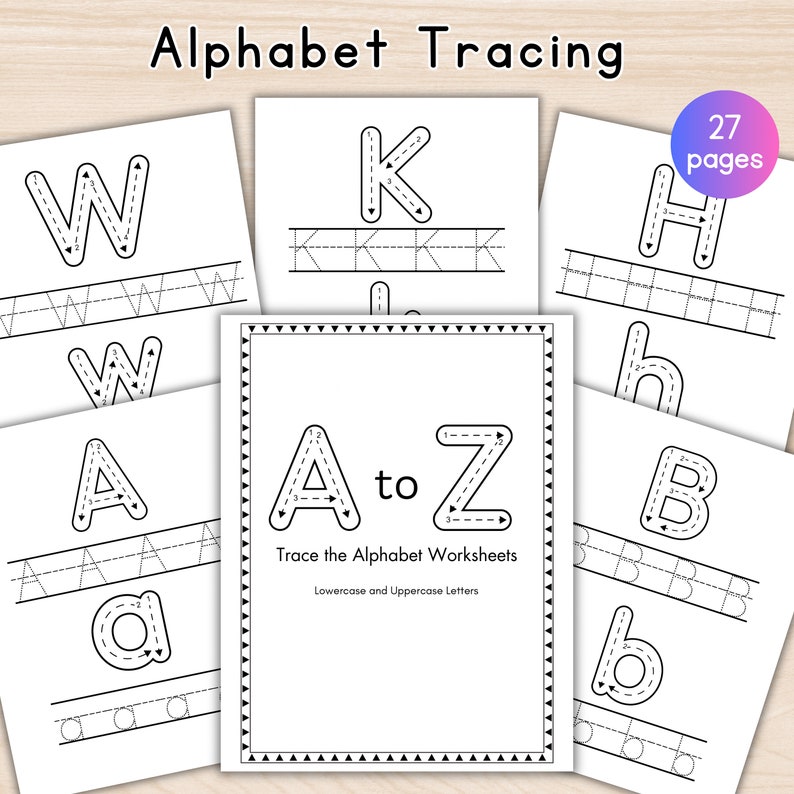 Alphabet Tracing Worksheets A-Z / ABC Tracing Workbook /handwriting ...