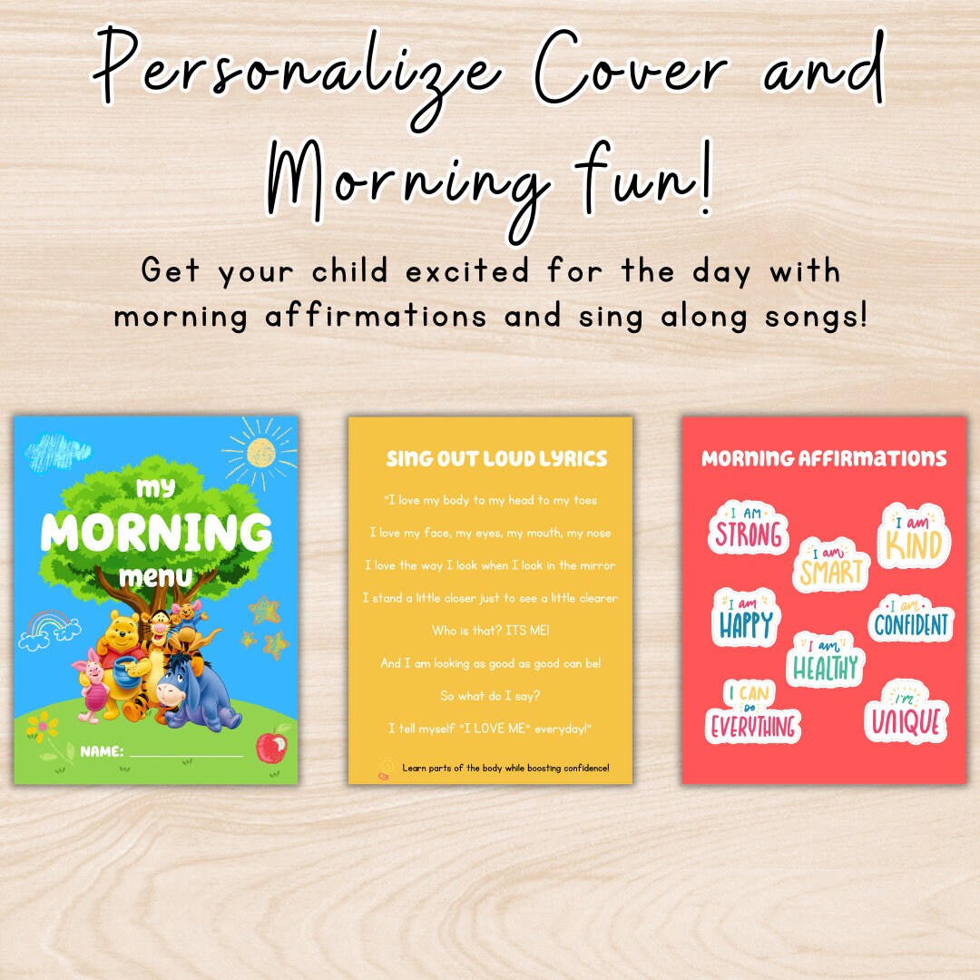 Basic Morning Menu Homeschool, Preschool Morning Menu, Toddler Morning ...