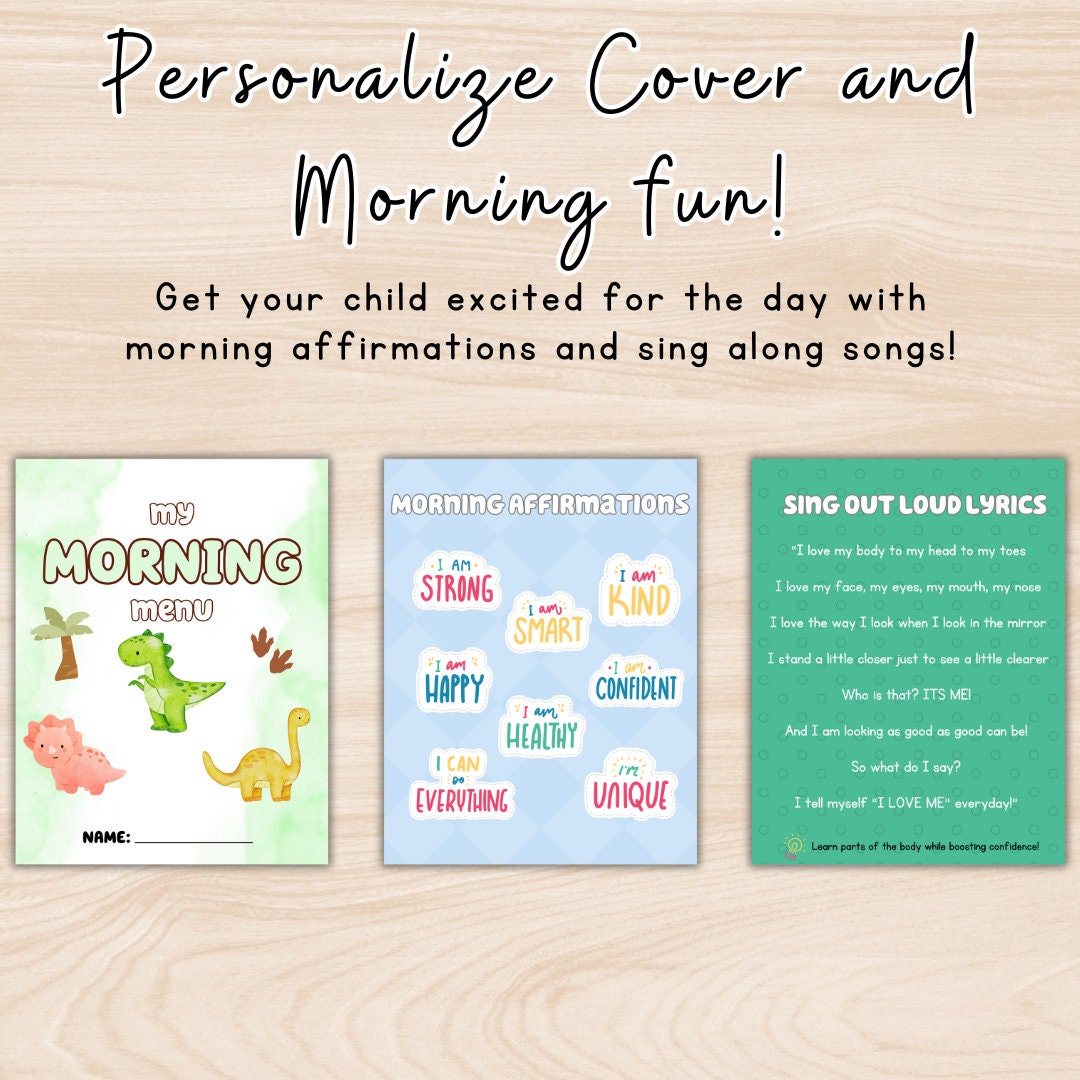 Dino Morning Menu Homeschool, Preschool Morning Menu, Toddler Morning ...