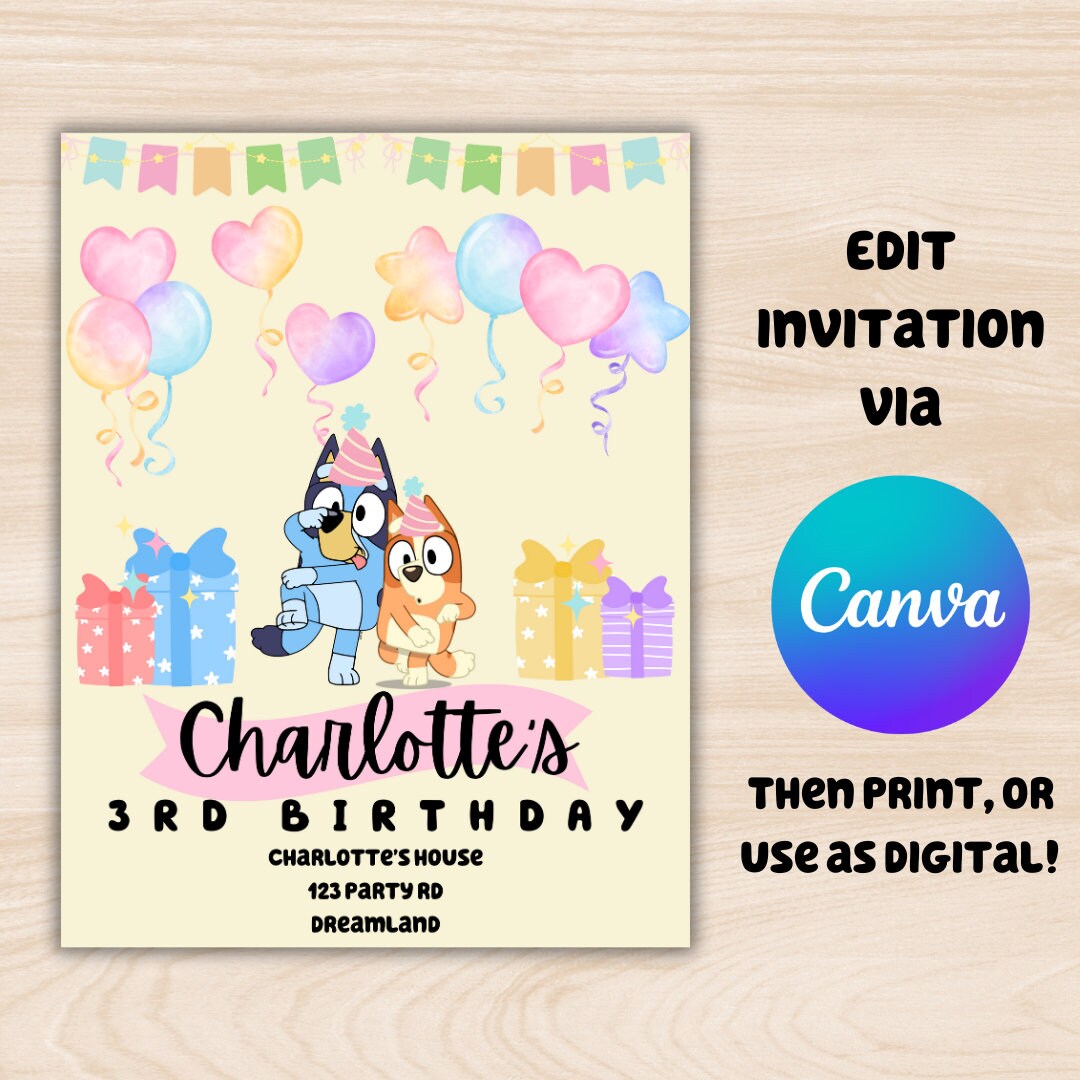Girls Birthday Invitation Card Template, Girls Birthday Party Invite ...