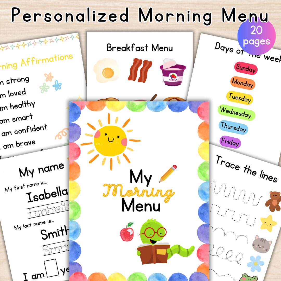 Basic Morning Menu Homeschool, Preschool Morning Menu, Toddler Morning ...