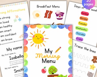 Basic Morning Menu Homeschool, Preschool Morning Menu, Toddler Morning ...