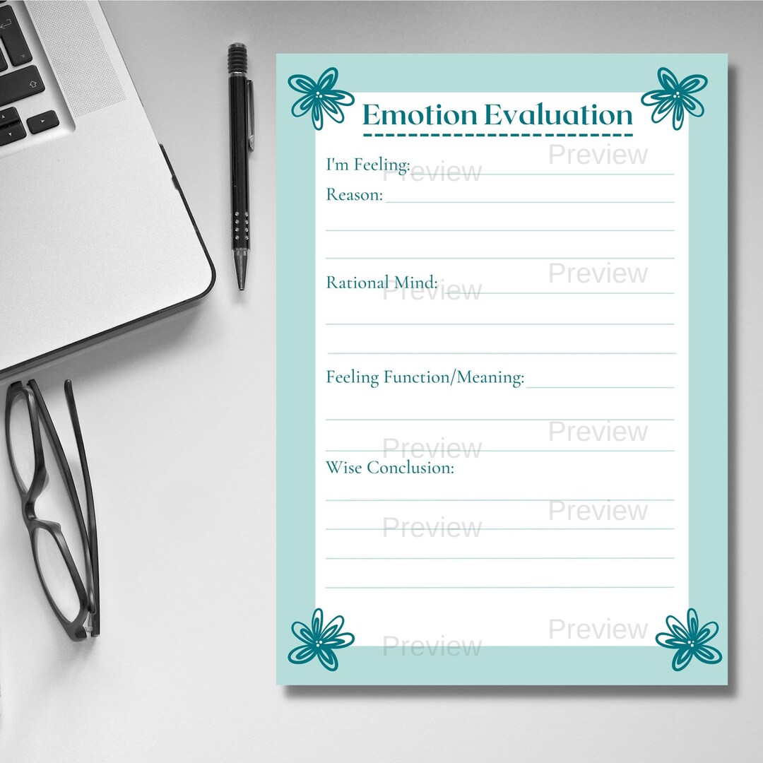 Blue Emotional Regulation Page, Wise Mind Worksheet, DBT Emotion Check ...