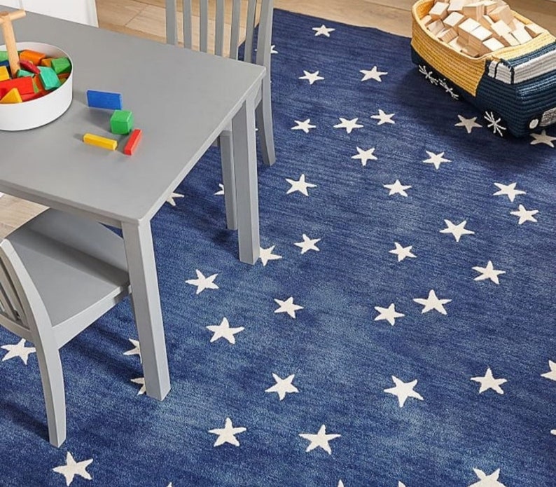 New Seven Star Starry Rug Blue Navy Gray Kids Rug 4x6 5x8 6x9 7x10 8x10 ...