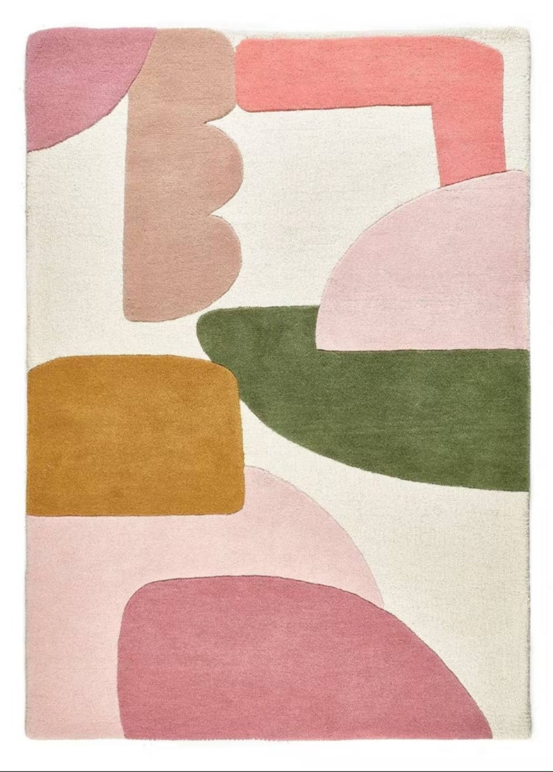 Geometric Wool Rug: Hand-tufted Colorful Shapes - Etsy