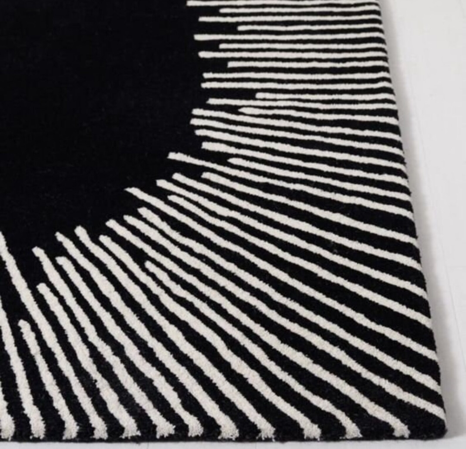Contemporary Black and White Abstract Wool Area Rug Hand -tufted Rug ...