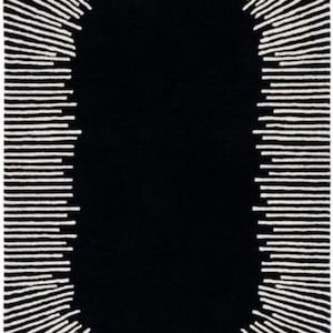 Contemporary Black and White Abstract Wool Area Rug Hand -tufted Rug ...